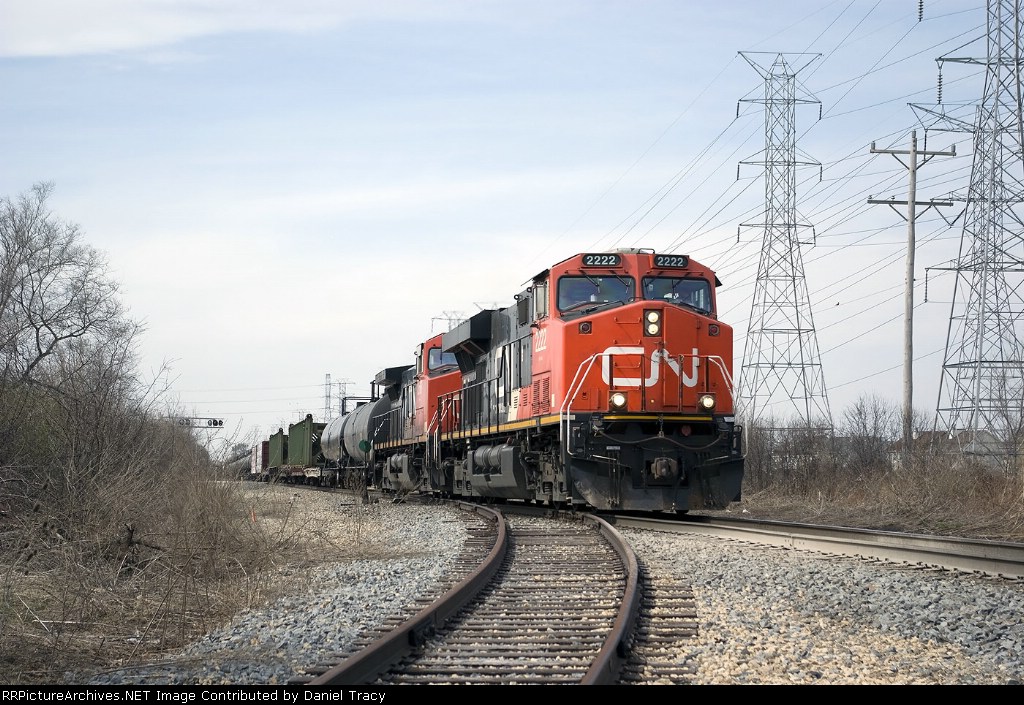 CN 2222 leads train 342 at CTC Turner on the J